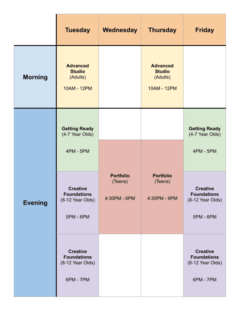 Art Classes and Schedule for Kids, Teens, Adults - Monart Ottawa